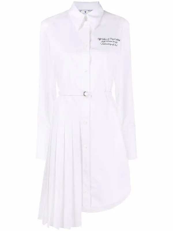 Off-White Popeline Asymmetric Shirt Dress - Black