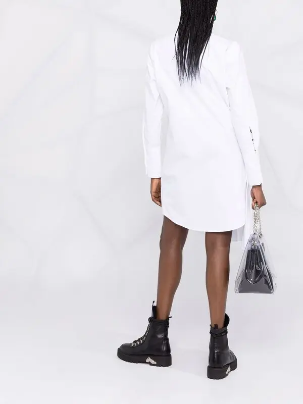 Off-White Popeline Asymmetric Shirt Dress - Black