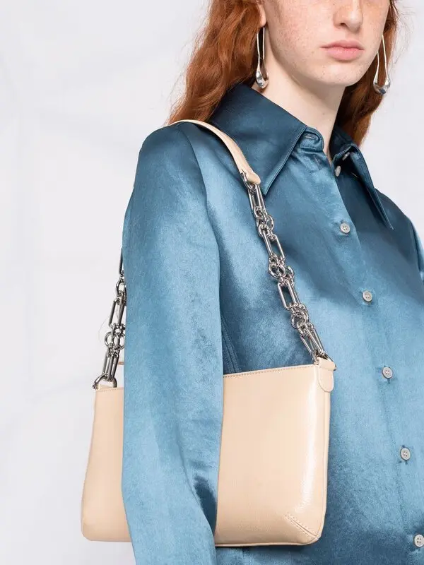By Far Holly Leather Shoulder Bag - Neutrals