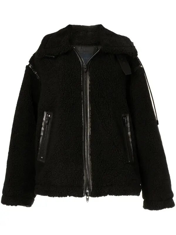 JUUN.J Faux-shearling Biker Overcoat