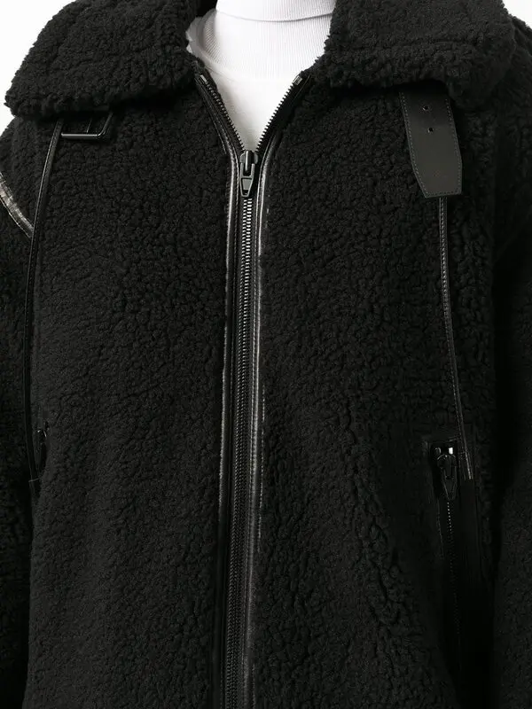 JUUN.J Faux-shearling Biker Overcoat