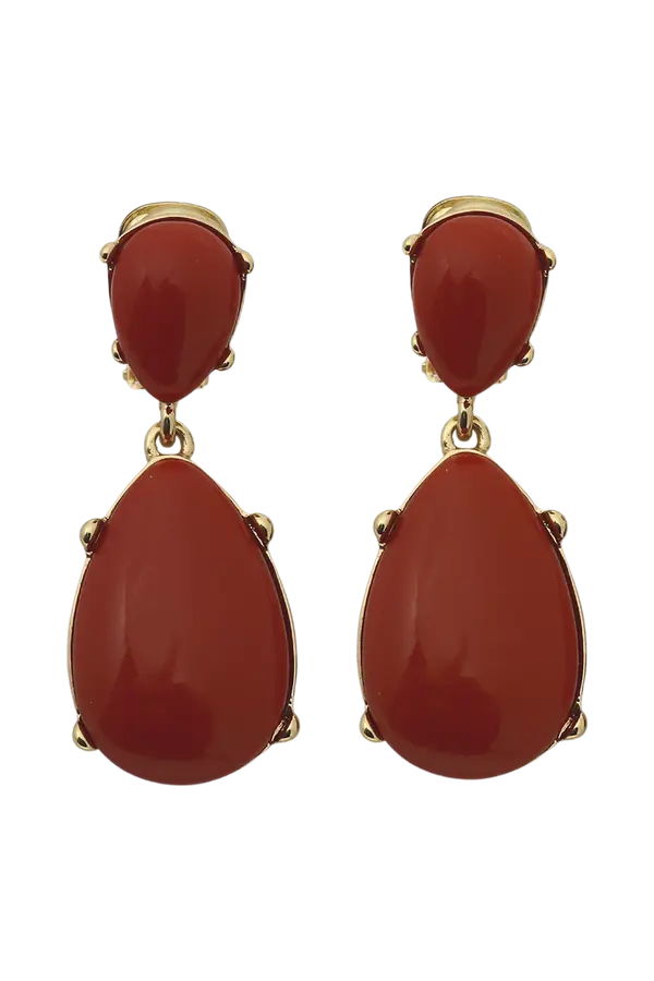 KENNETH JAY LANE Resin Clip On Teardrop Earrings - Coral