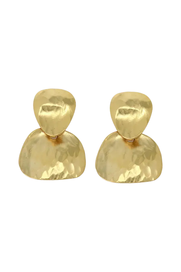 KENNETH JAY LANE Plated Hammered Drop Clip-on Earrings - Gold