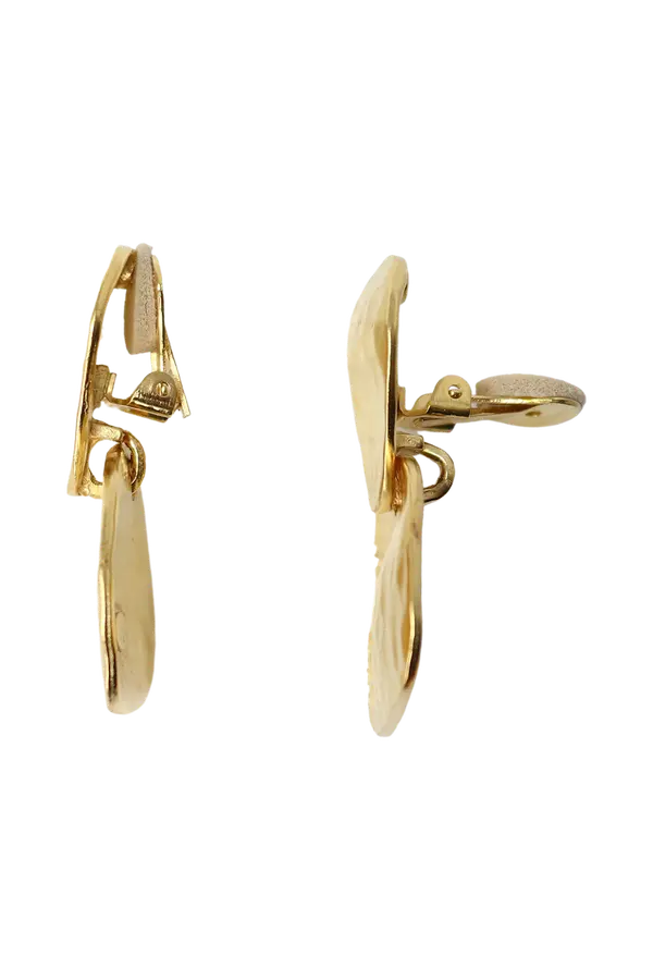 KENNETH JAY LANE Plated Hammered Drop Clip-on Earrings
