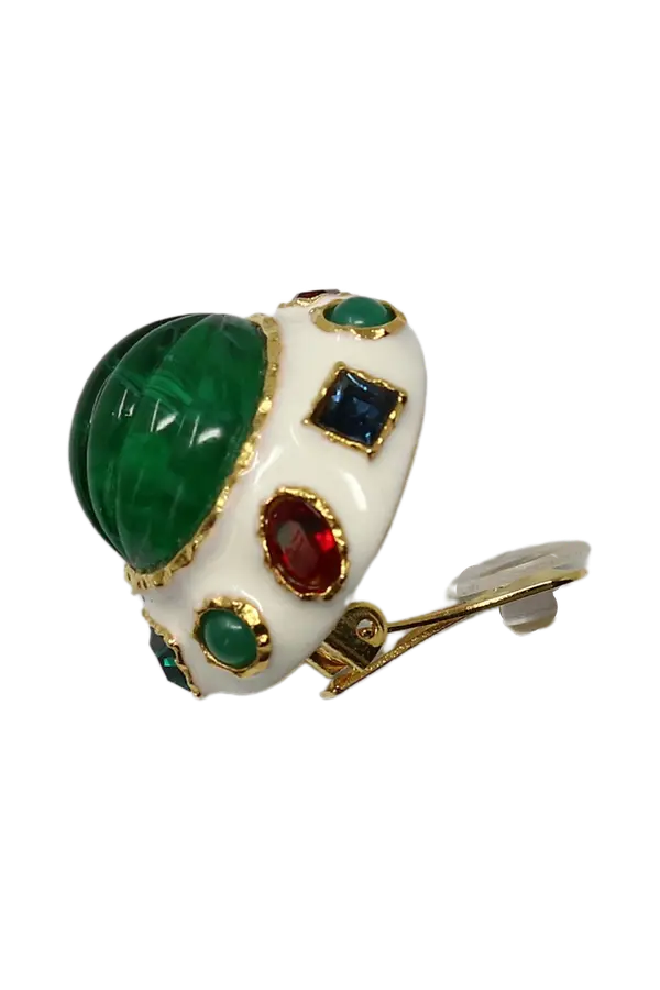 KENNETH JAY LANE Gemstone & Emerald Center Earrings