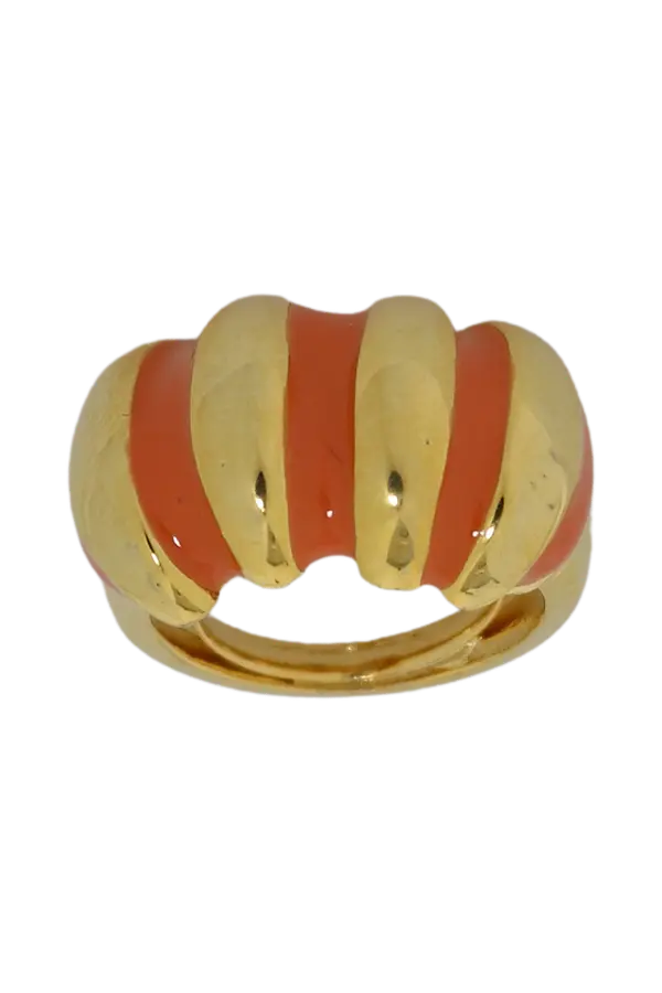 KENNETH JAY LANE Enamel Shrimp Adjustable Ring - Coral