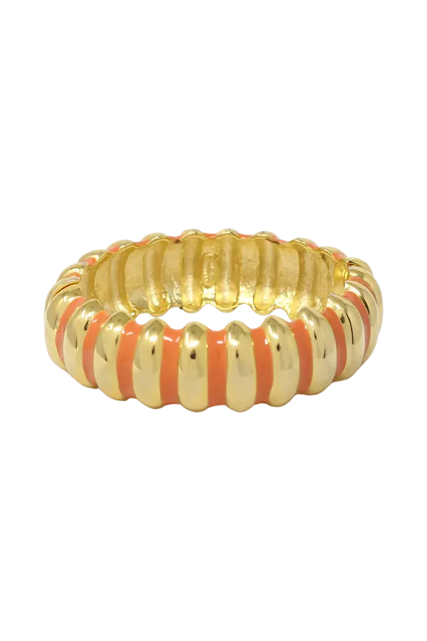 KENNETH JAY LANE Enamel Ribbed Bangle - Coral