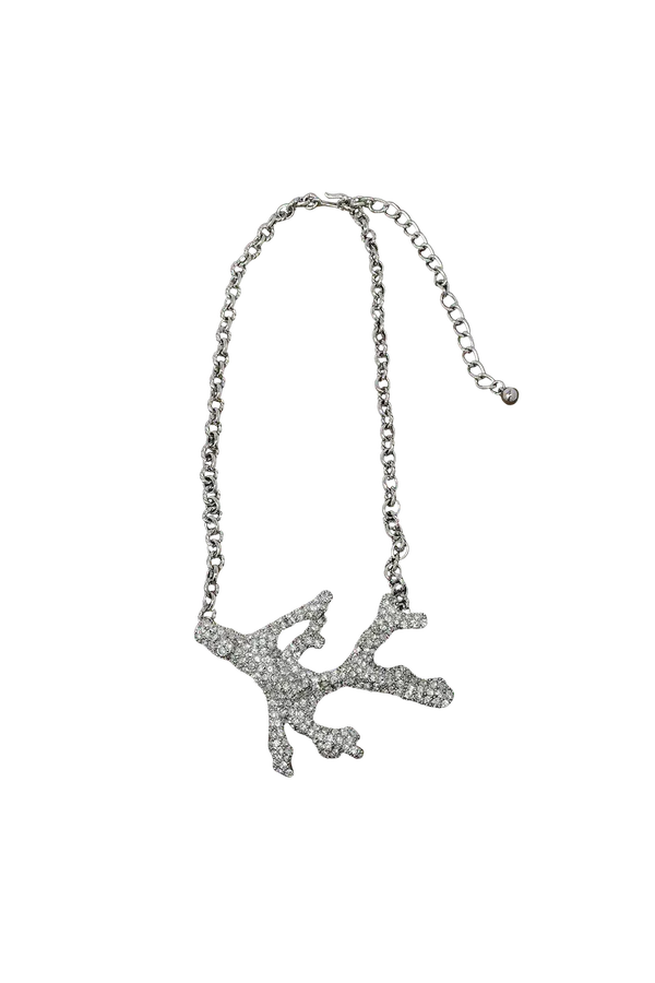 KENNETH JAY LANE Rhodium-plated Rhinestone Branch Chain Necklace - Natural