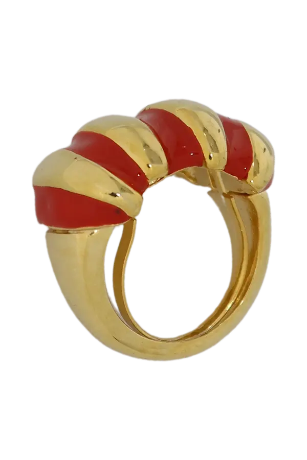 KENNETH JAY LANE Enamel Shrimp Adjustable Ring - Red
