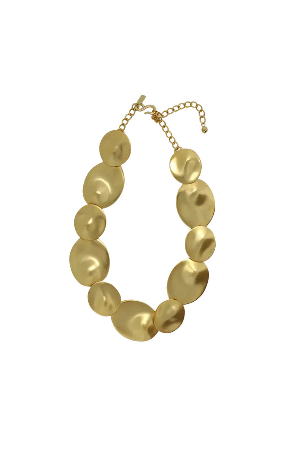 KENNETH JAY LANE Satin Dimpled Disc Necklace - Gold