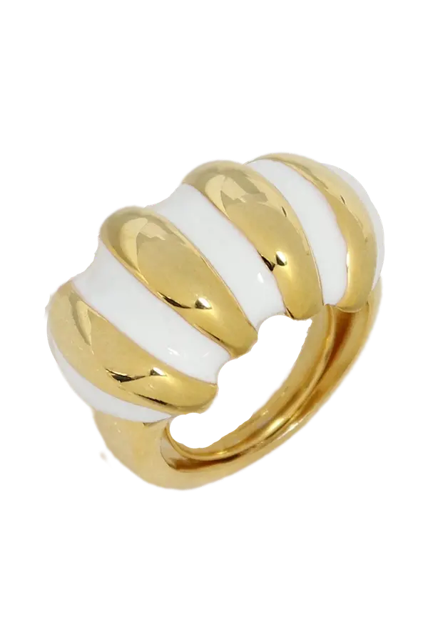 KENNETH JAY LANE Enamel Shrimp Adjustable Ring - White