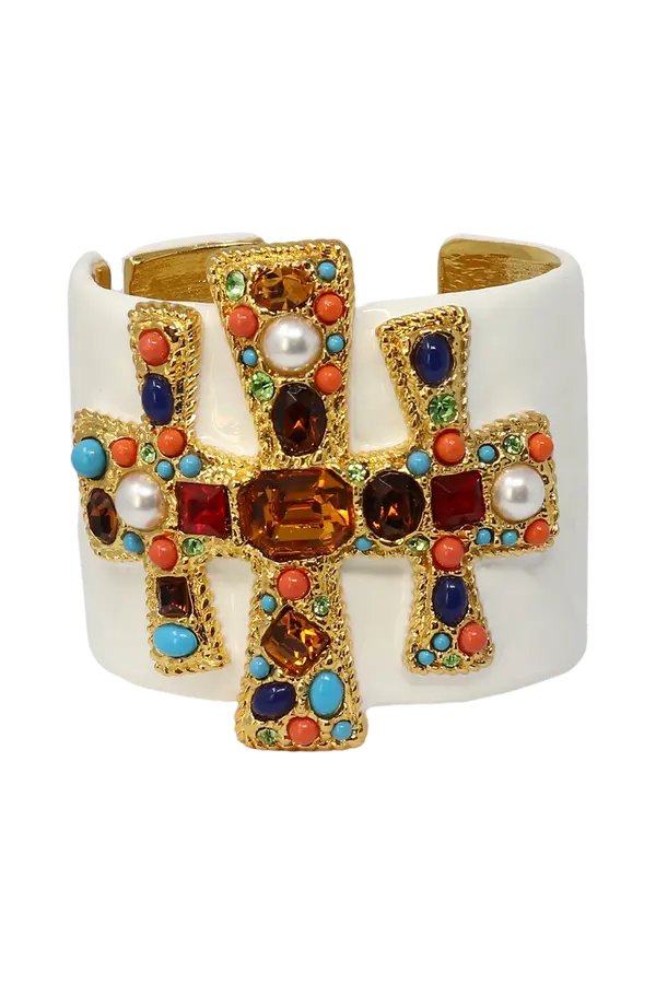 KENNETH JAY LANE Enamel Gemstone Cuff
