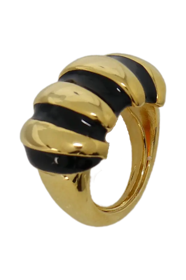 KENNETH JAY LANE Enamel Shrimp Ring - Black