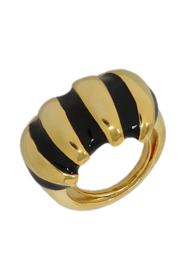 KENNETH JAY LANE Enamel Shrimp Ring - Black
