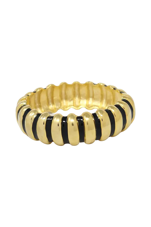 KENNETH JAY LANE Enamel Ribbed Bracelet - Black