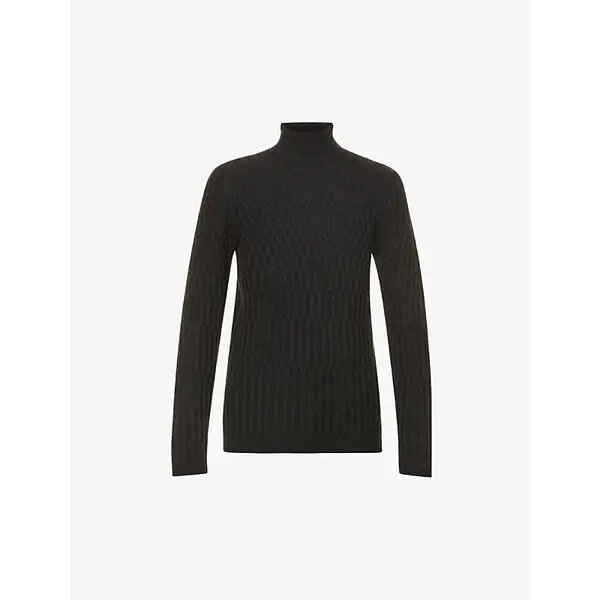 Hugo Patterned Turtleneck Wool And Cotton-blend Jumper