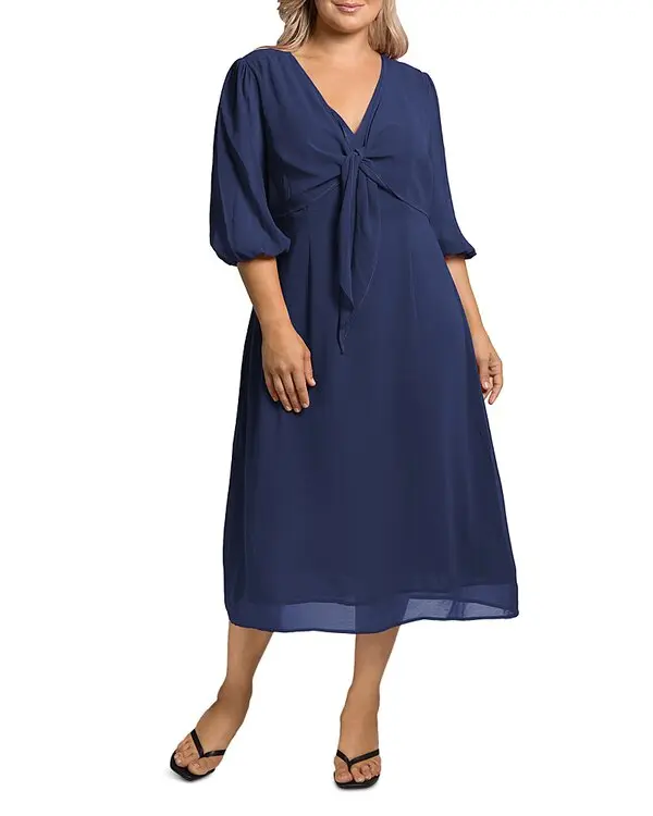 STANDARDS & PRACTICES Kenna Tie Front Midi Dress - Deep Ocean