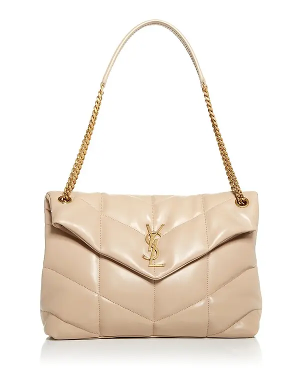 Saint Laurent Puffer Shoulder Bag - Beige/gold