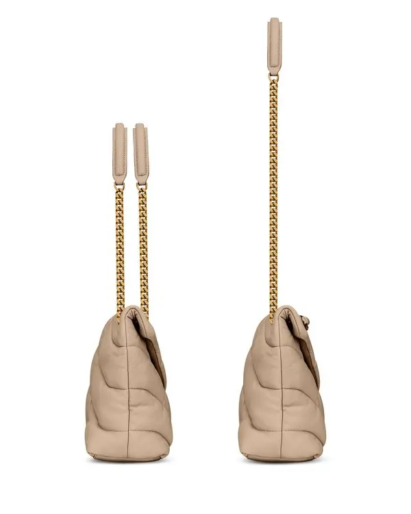 Saint Laurent Puffer Shoulder Bag - Beige/gold