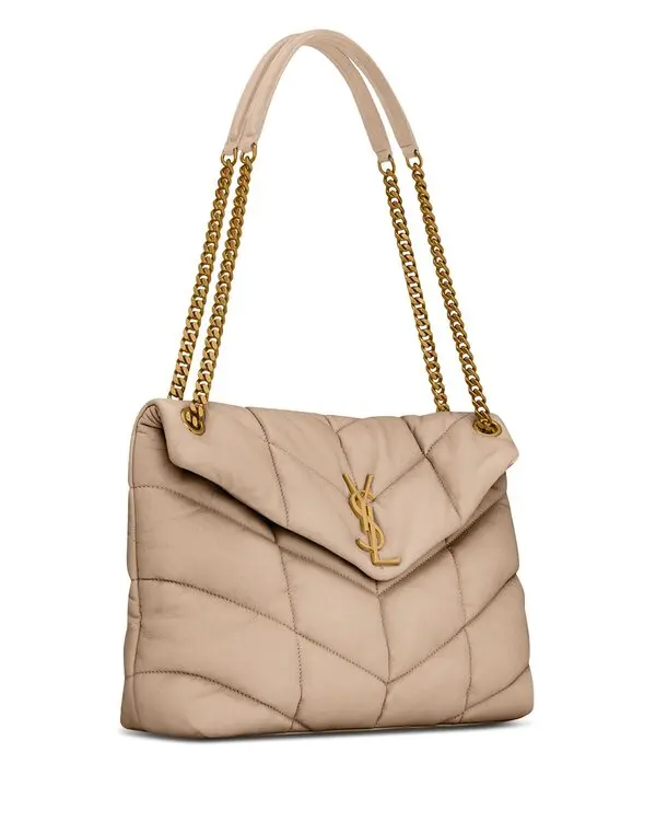 Saint Laurent Puffer Shoulder Bag - Beige/gold