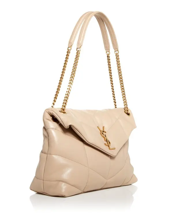 Saint Laurent Puffer Shoulder Bag - Beige/gold