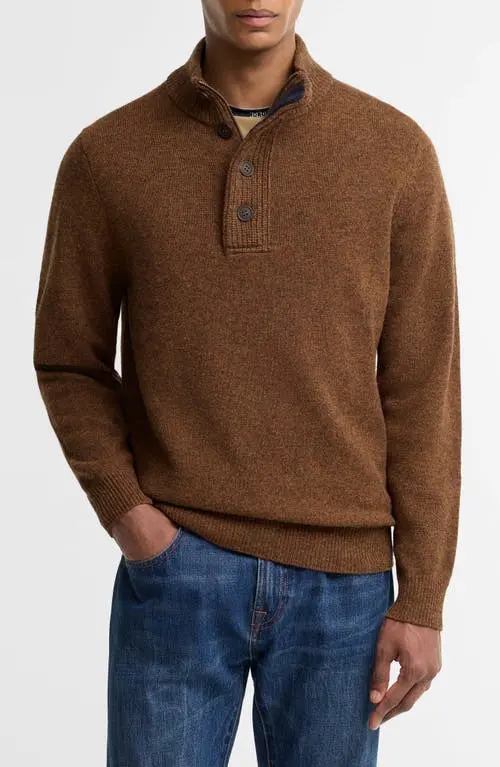 Barbour Patch Wool Quarter Zip Pullover - Bracken