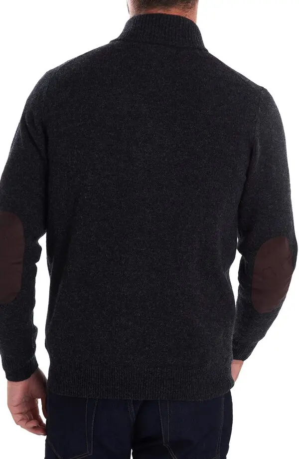 Barbour Patch Wool Quarter Zip Pullover - Charcoal