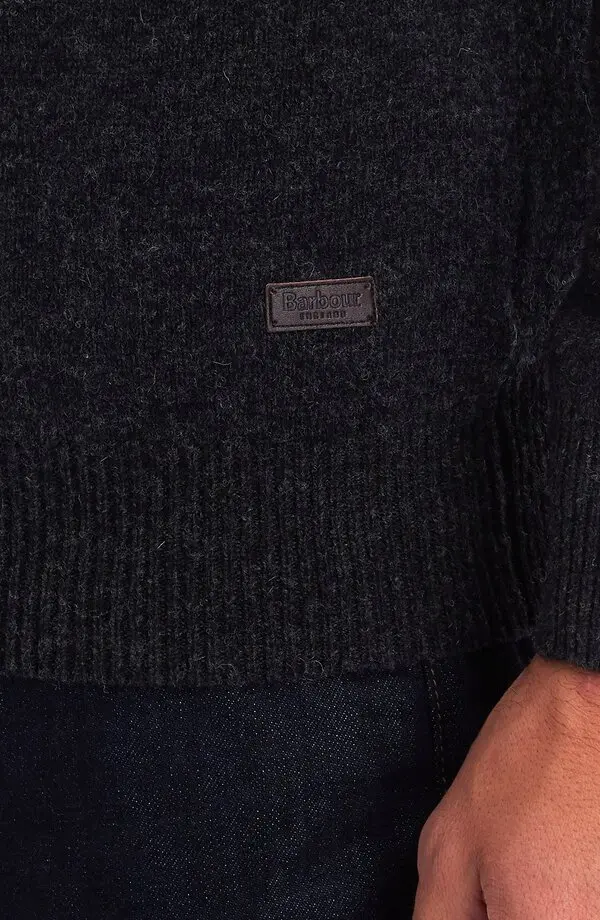 Barbour Patch Wool Quarter Zip Pullover - Charcoal