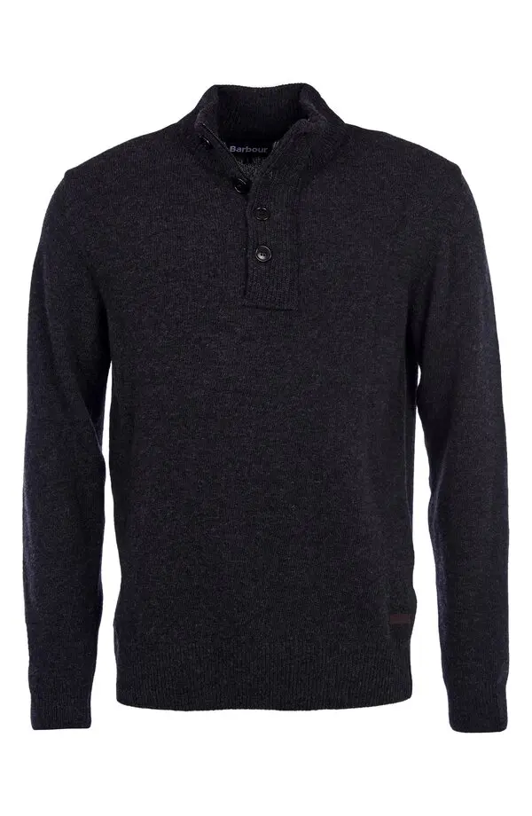 Barbour Patch Wool Quarter Zip Pullover - Charcoal