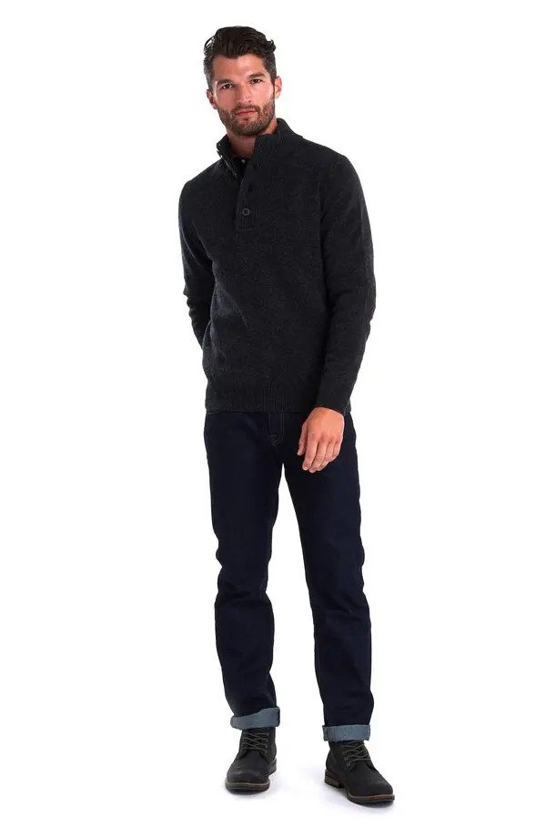 Barbour Patch Wool Quarter Zip Pullover - Charcoal