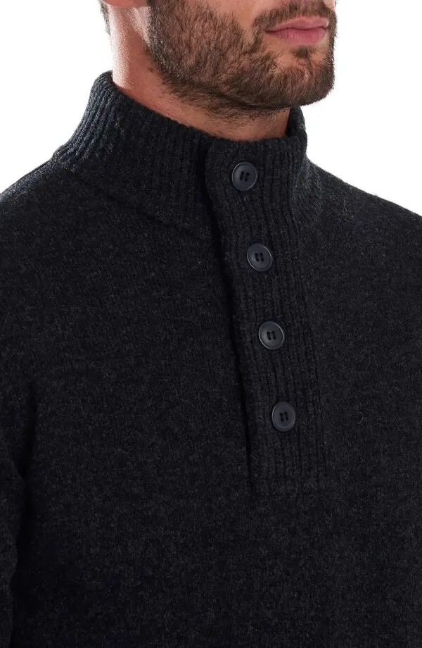 Barbour Patch Wool Quarter Zip Pullover - Charcoal