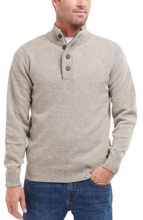 Barbour Patch Wool Quarter Zip Pullover - Stone