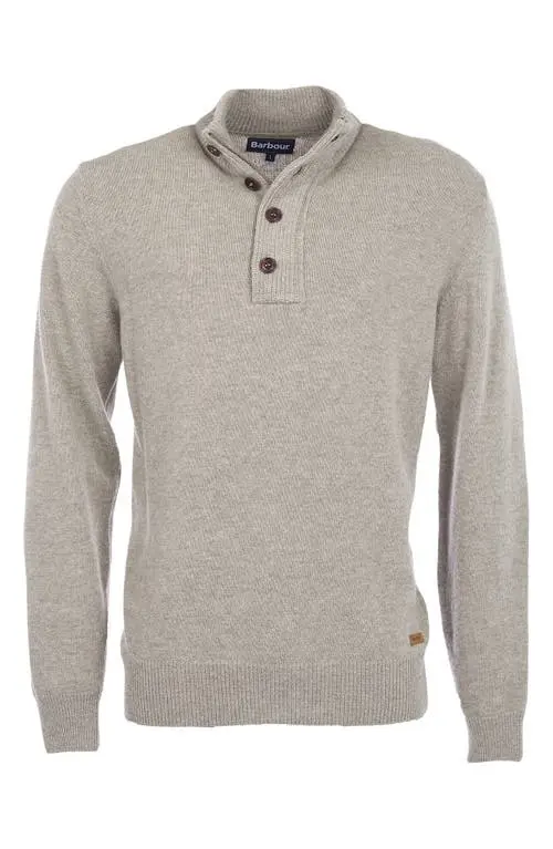 Barbour Patch Wool Quarter Zip Pullover - Stone