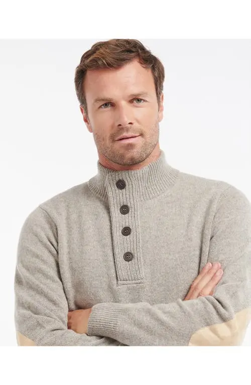 Barbour Patch Wool Quarter Zip Pullover - Stone
