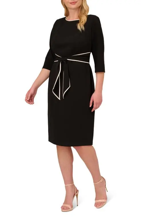 Adrianna Papell Crepe Sheath Dress - Black/ivory