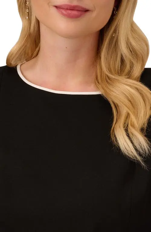 Adrianna Papell Crepe Sheath Dress - Black/ivory