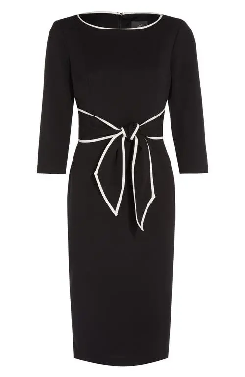 Adrianna Papell Crepe Sheath Dress - Black/ivory