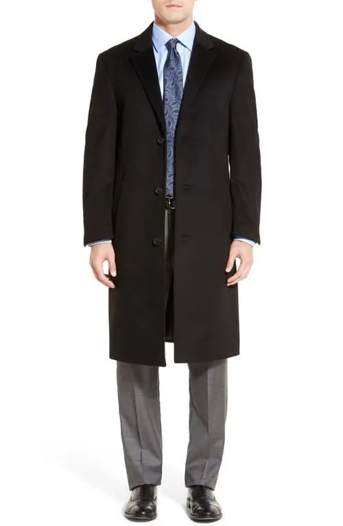 Hart Schaffner Marx Sheffield Classic Fit Wool & Cashmere Overcoat - Black