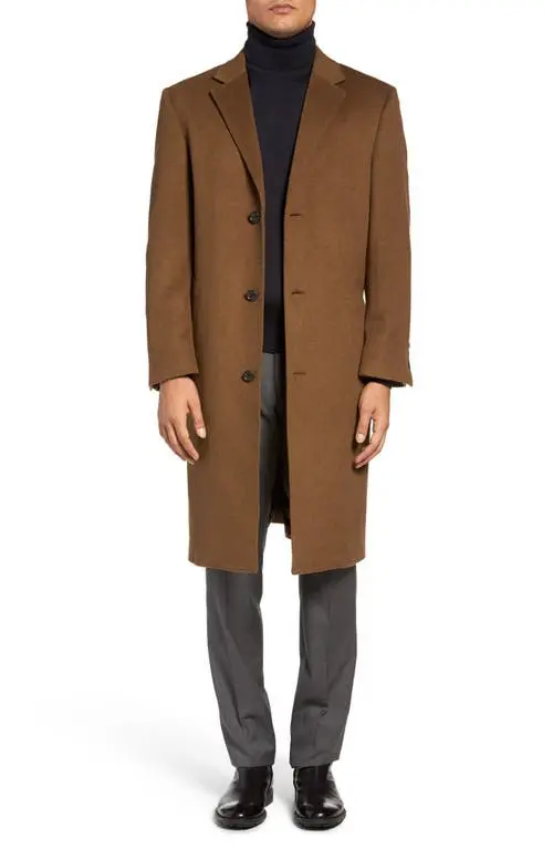 Hart Schaffner Marx Sheffield Classic Fit Wool & Cashmere Overcoat - Vicuna