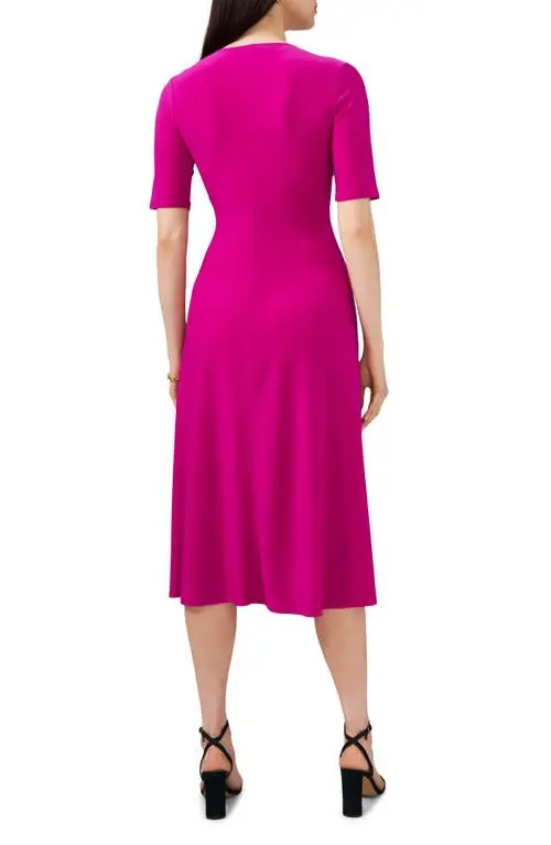 Chaus Faux Wrap A-line Midi Dress - Berry Tart