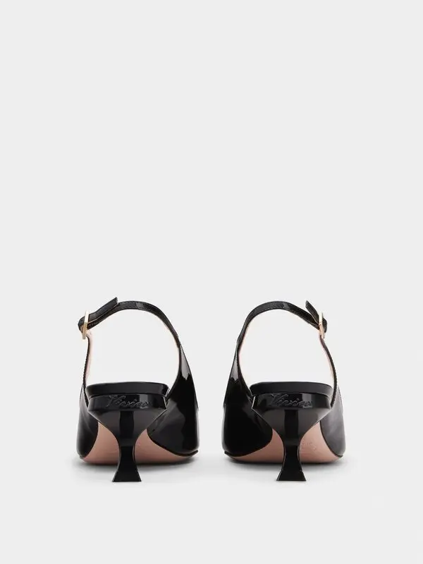 ROGER VIVIER Virgule Slingback Pumps In Patent Leather - Black