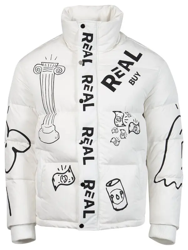 REAL BUY Graffiti Printed Down Puffer Jacket