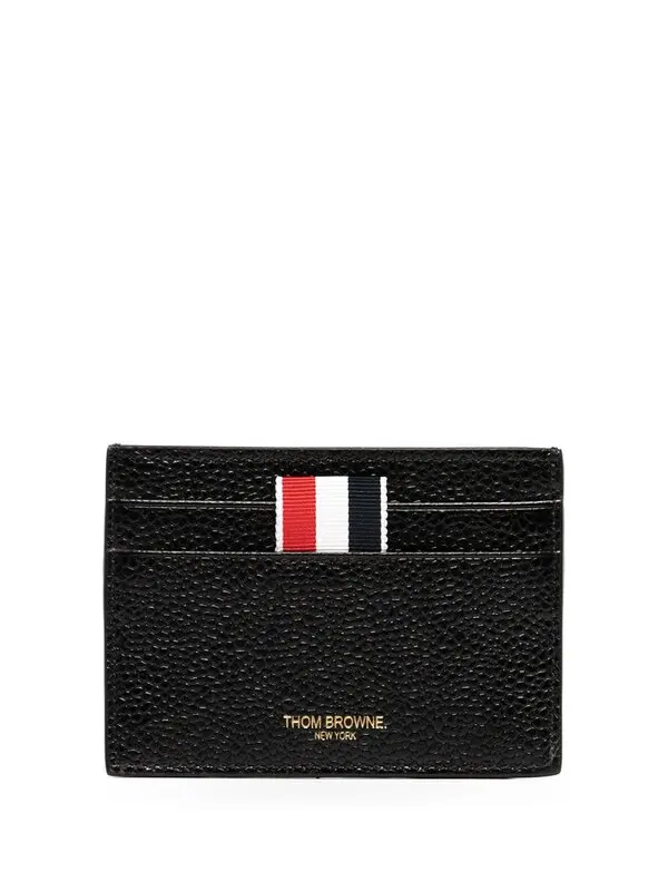 Thom Browne Grosgrain-tab Leather Cardholder - 001 Black