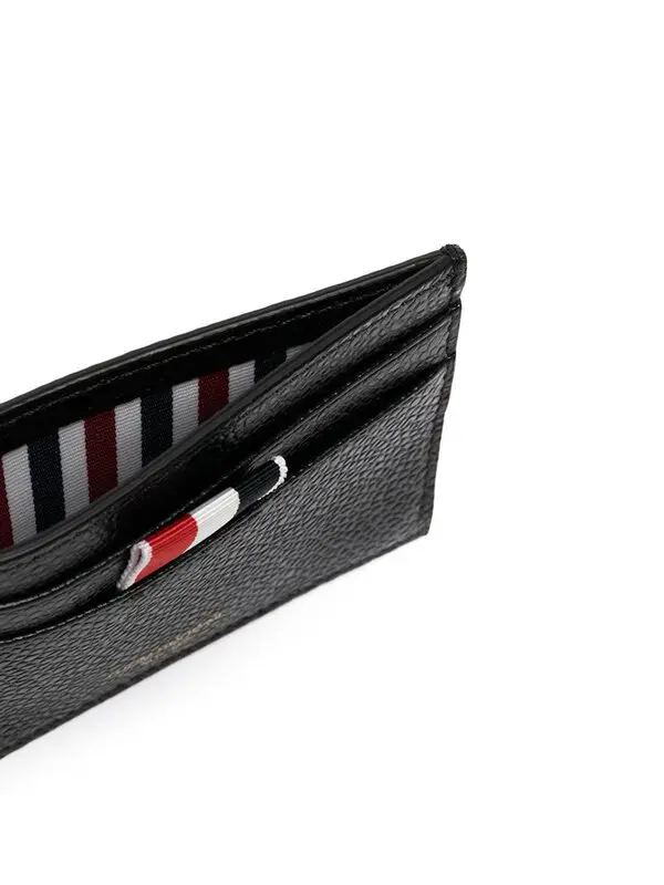 Thom Browne Grosgrain-tab Leather Cardholder - 001 Black