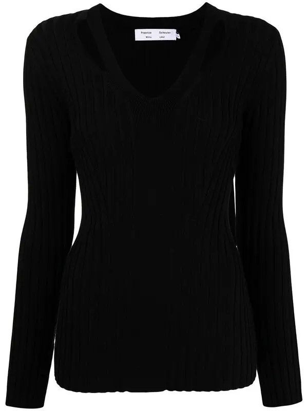 Proenza Schouler White Label Merino Rib Knit V-neck Jumper