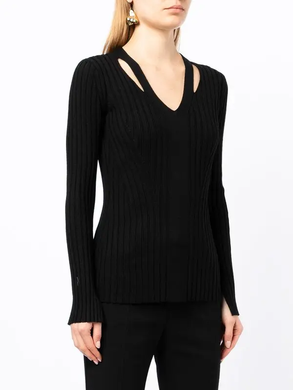 Proenza Schouler White Label Merino Rib Knit V-neck Jumper