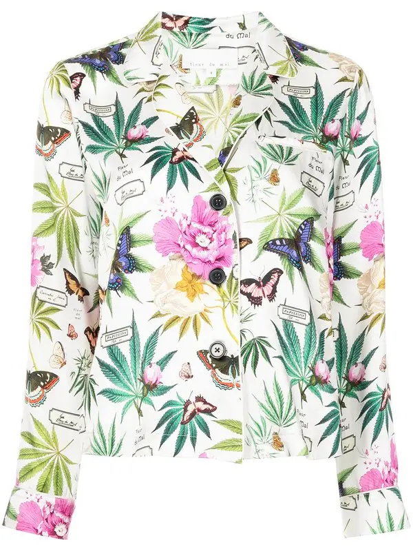 FLEUR DU MAL Botanical Fleur Pyjama Top - White
