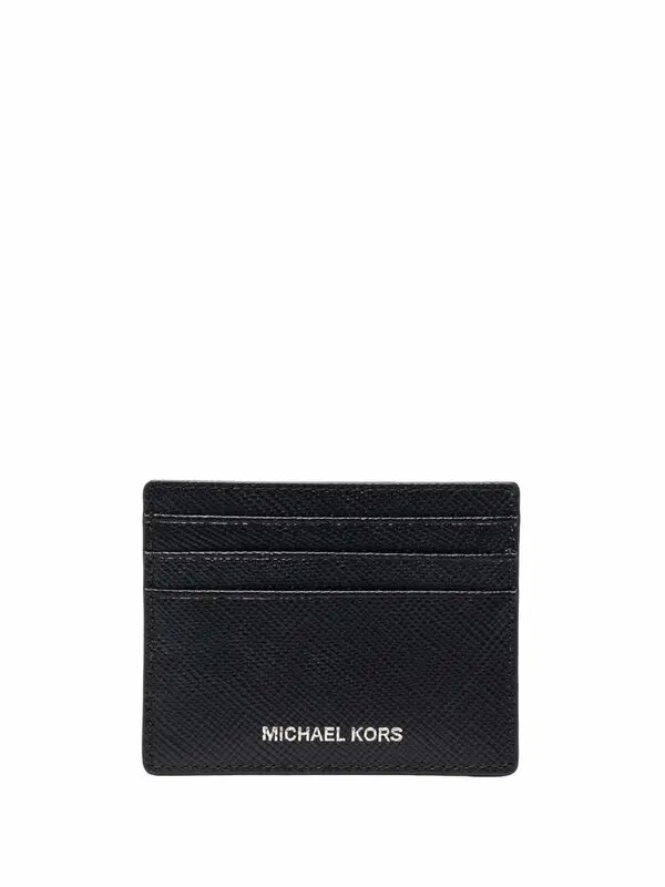 Michael Kors Logo-print Leather Card Wallet - Black