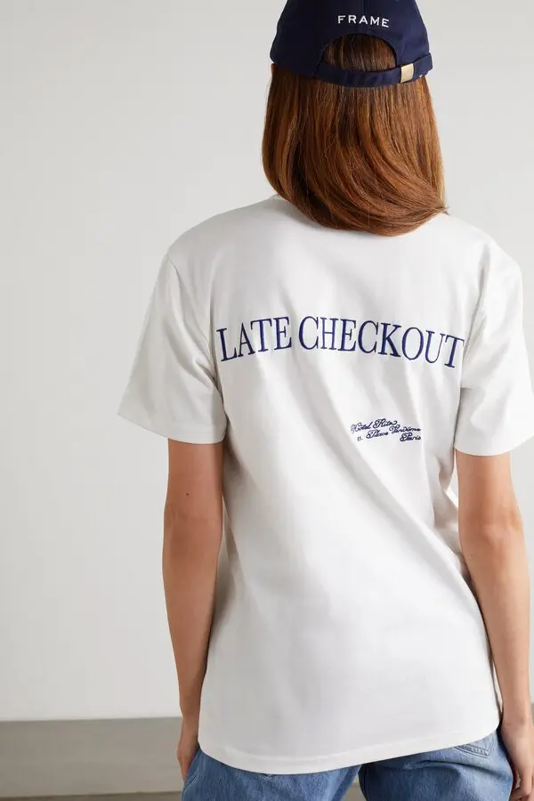 FRAME Ritz Paris Embroidered Cotton-jersey T-shirt