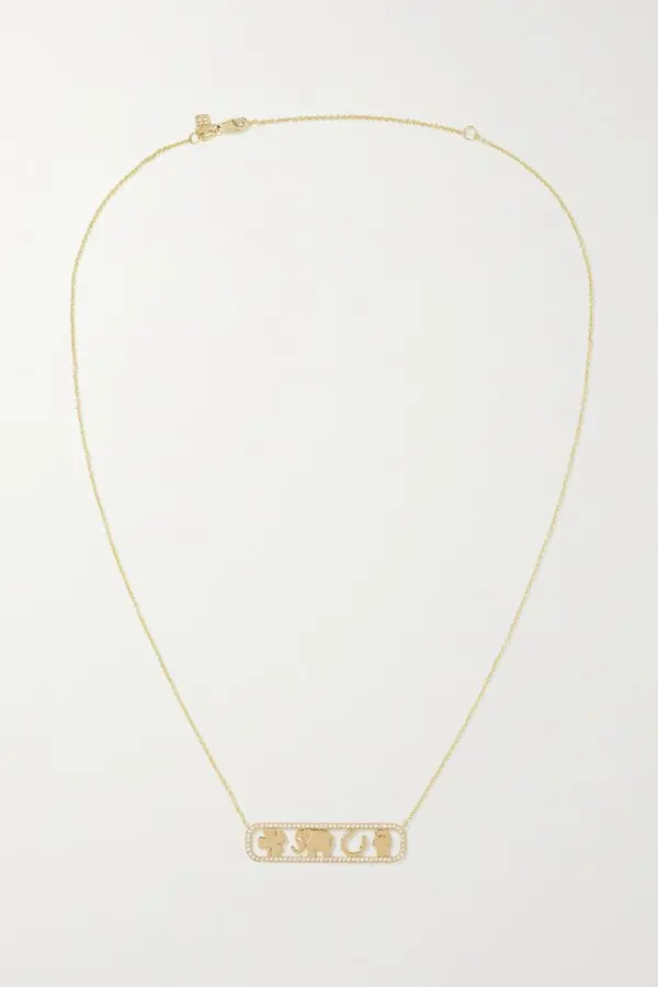 SYDNEY EVAN Icon Bar 14-karat Diamond Necklace